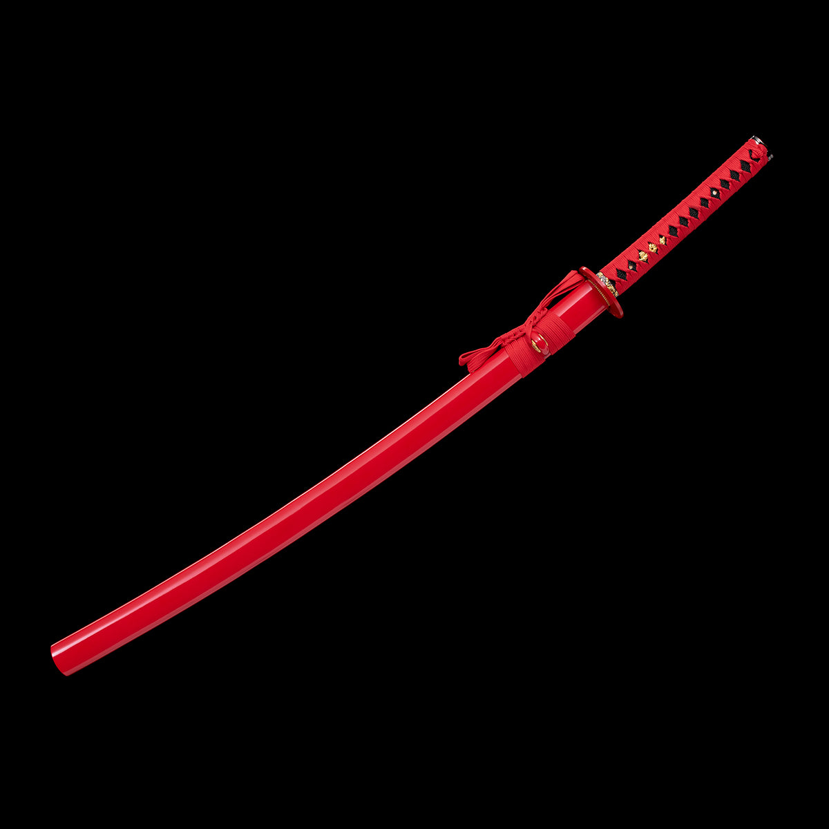 Red Color Katana,Japanese Samurai Katana Blue Heat Treated Blade Full ...