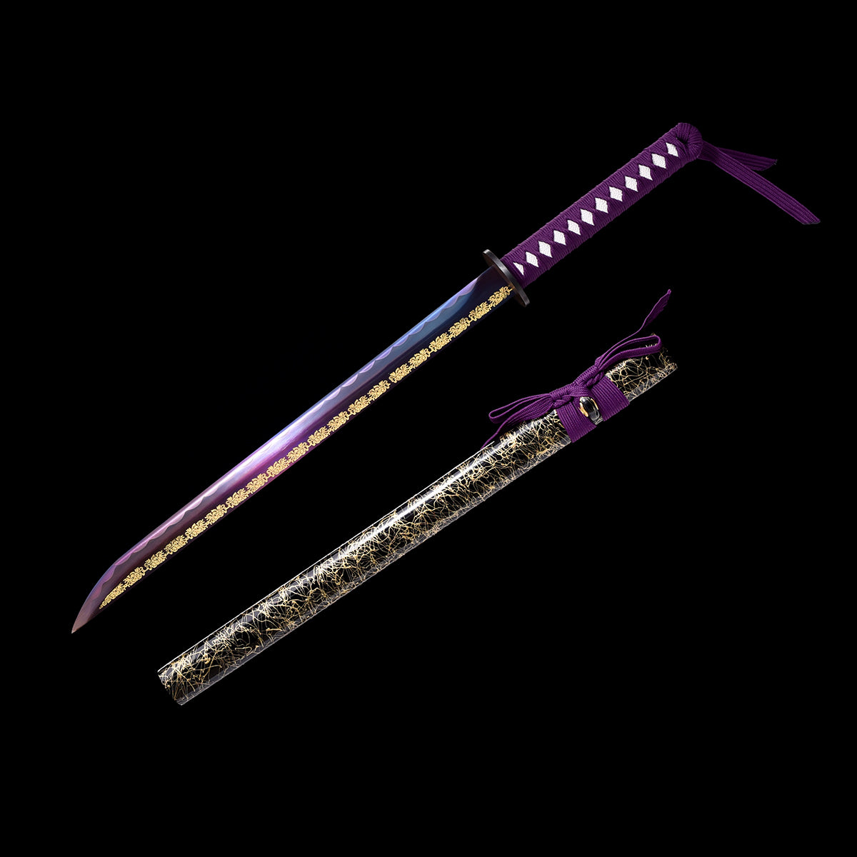 Purple Katana,Handmade Color Treated Chokuto Ninjato Ninja Straight ...